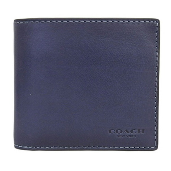 Coach | Bags | Coach Water Buffalo Leather Folio Wallet Navy Mens ...